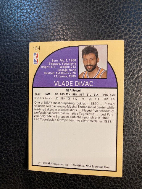 1990 NBA Hoops Vlade Divac #154 Rookie Card RC LA Lakers | eBay