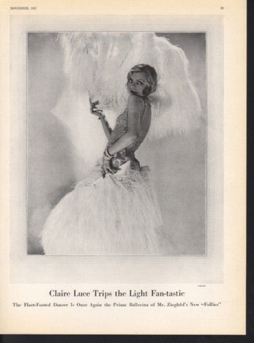1927 CLAIRE LUCE DANCER BALLERINA ZIEGFELD FOLLIES THEATRE STAGE PRINT ...