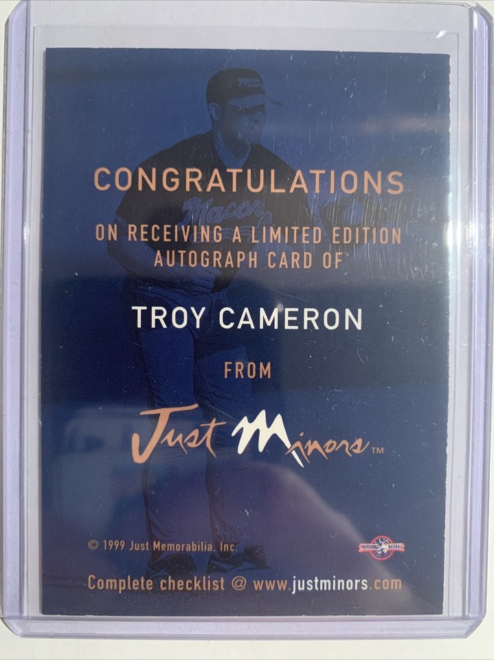 Troy Cameron Auto 1999 Just Minors Atlanta Braves | eBay