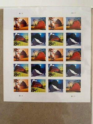 40 USA Postcard Stamps ( 2 sheets ) Barns USPS Stamp send postcard ...
