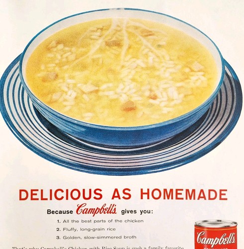 1958 Campbell's Chicken With Rice Soup Advertisement Canned Food ...