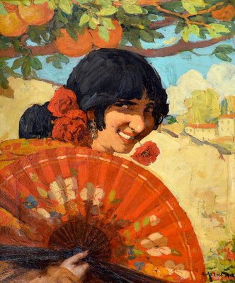 AZEMA ERNEST (1871-1917) "Andalouse À L'Éventail" Agde Montpellier ...