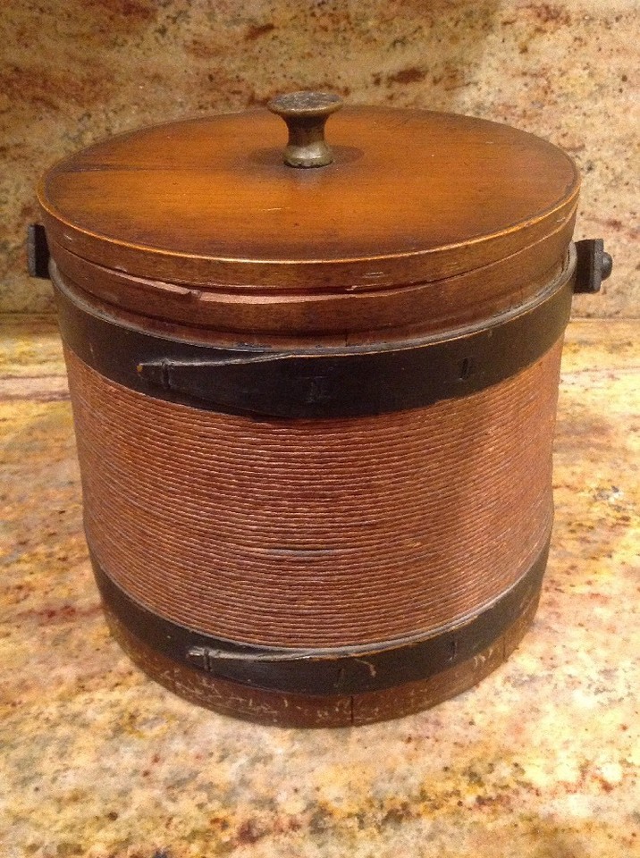 MID CENTURY MODERN VINTAGE JERYWIL ICE BUCKET WOOD PLASTIC ORANGE ...