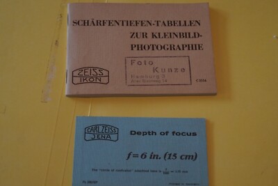 ZEISS DEPTH OF FOCUS CHART FOR 6 INCH LENS& more | eBay