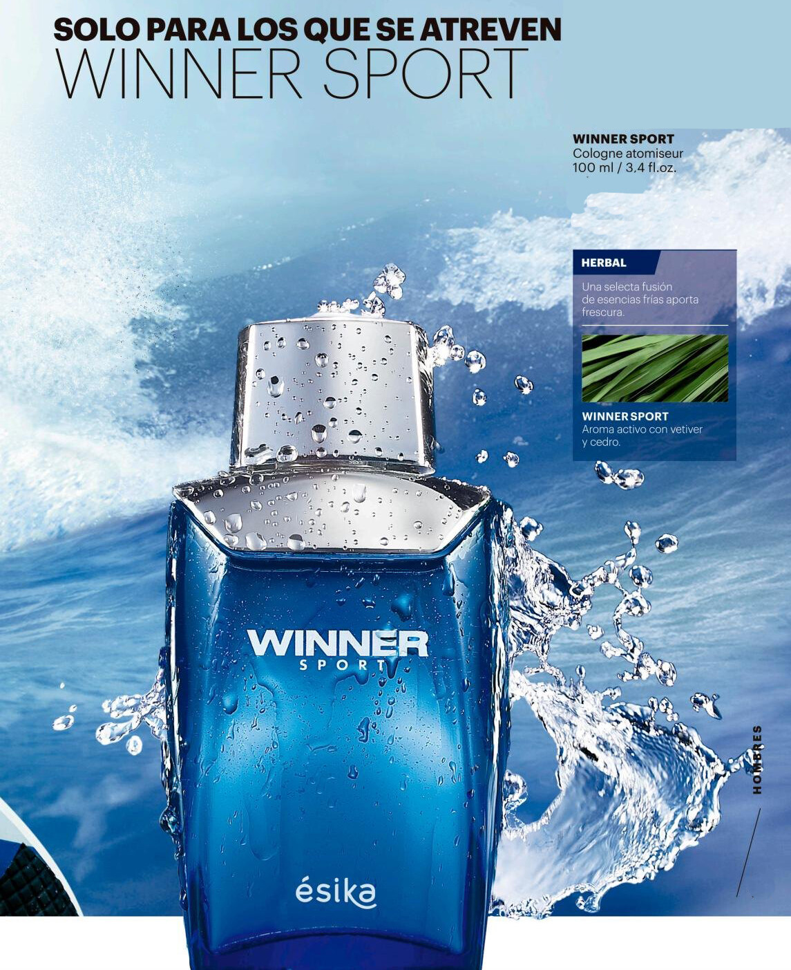 Men Cologne WINNER SPORT by Esika Herbal Aromatic Sage & Cedar 3.4 fl ...