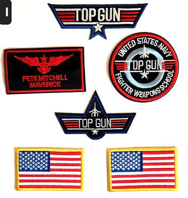 Top Gun MAVERICK MITCHELL Patch Set IRON ON Flight Suit Halloween (6 ...