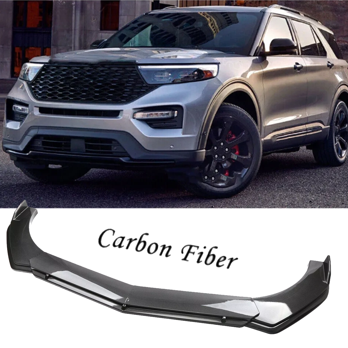 For Ford Explorer ST Front Bumper Lip Spoiler Splitter Carbon Fiber ...