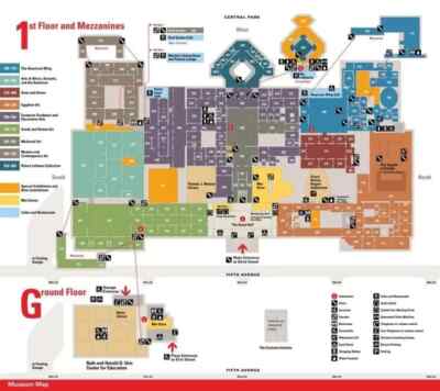 THE MET THE METROPOLITAN MUSEUM OF ART MAP MMA PLAN W COLLECTIONS IN ...