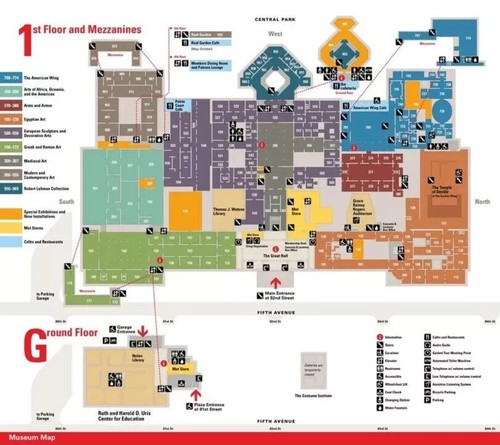 THE MET THE METROPOLITAN MUSEUM OF ART MAP MMA PLAN W COLLECTIONS IN ...