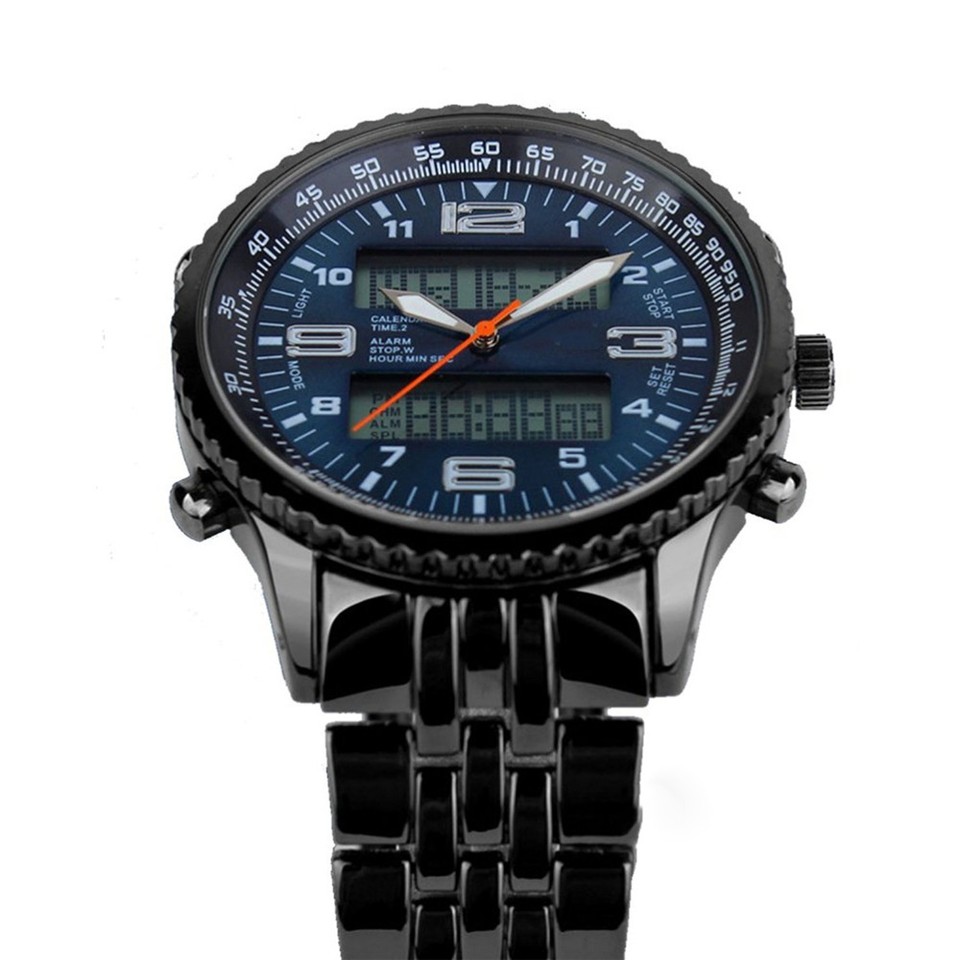 Men Water Resistant Watches LED Analog Digital Display Quartz Wrist ...