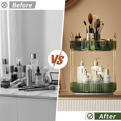 360° Storage Makeup Cosmetic Perfume Rotating Organiser Stand Tier ...