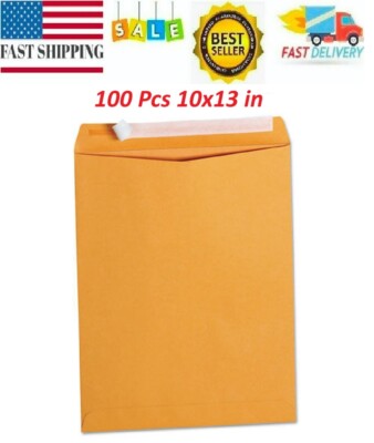 100Pcs ENVELOPES Self-Adhesive Closure 10x13 28lb Kraft Mailing ...