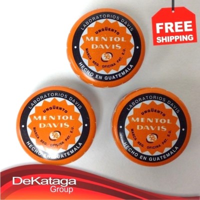 3 Pack - Menthol Ointment Davis - Anti-inflammatory For Topical Use 1 ...