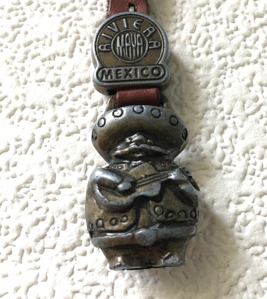 Vintage Keychain RIVIERA MAYA MEXICO Key Ring Fob Bronze Tone Metal ...