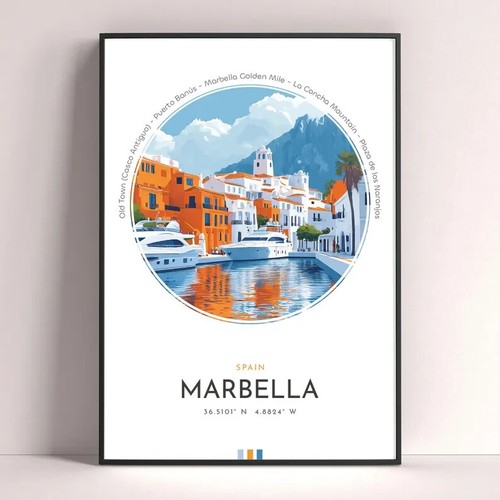 Marbella Poster, Spain Travel Print, Wall Art, Travel Gift, Landscape ...