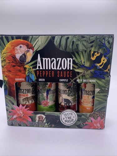Amazon Pepper Sauce Gift Pack 4 Sauces Habanero Green Chipotle Hot N Sweet Mango | eBay