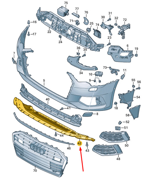 AUDI A6 C8 Front Bumper Underbody Tray Cover 4K0807611 2020 GENUINE for ...