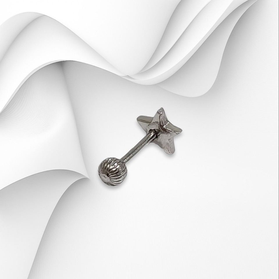 Genuine 925 Sterling Silver Star Tragus Earrings With Cubic Zirconia ...