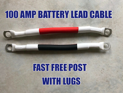 10 CM BATTERY CABLE LEAD DC 100 AMP WITH 10 MM LUGS SOLAR AUTO RED AND ...