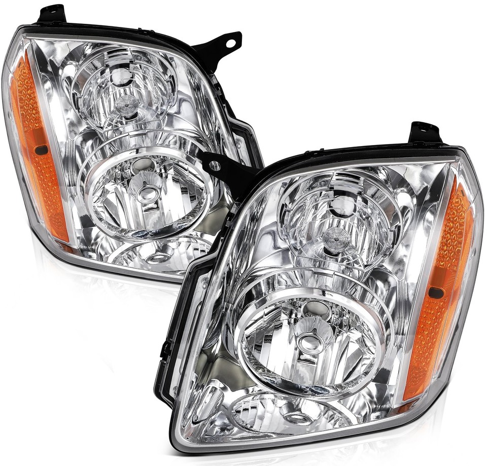 Headlight Assembly For 2010 GMC Yukon XL 1500 2500 Chrome w/Amber Pair ...