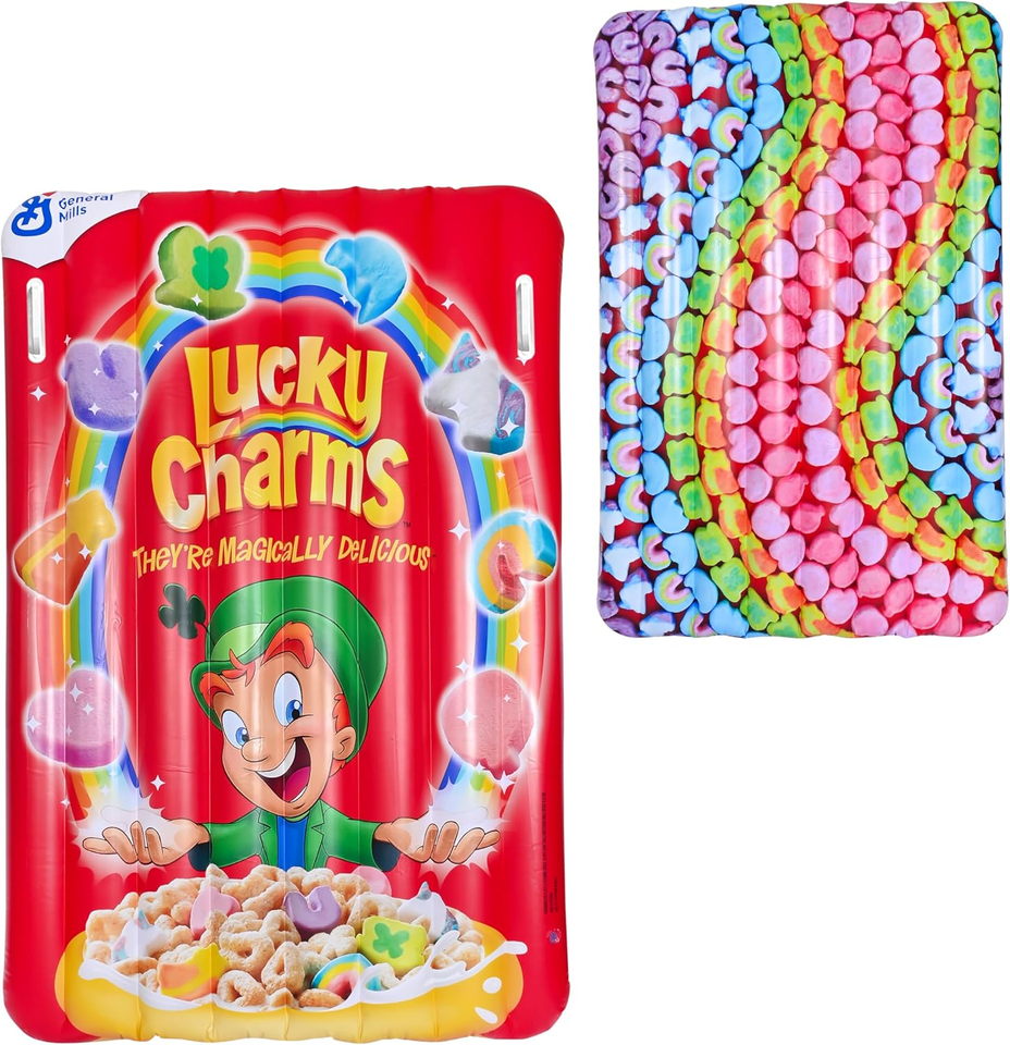 Lucky Charms Reversible Pool Float Double Sided Cereal Box and Rainbow ...