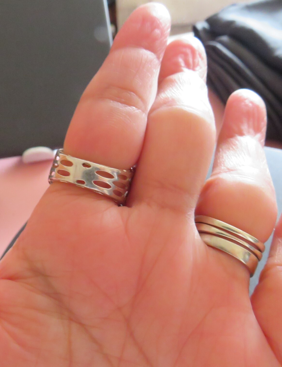 925 Sterling Silver Wide Holes Ring Size Q | eBay UK