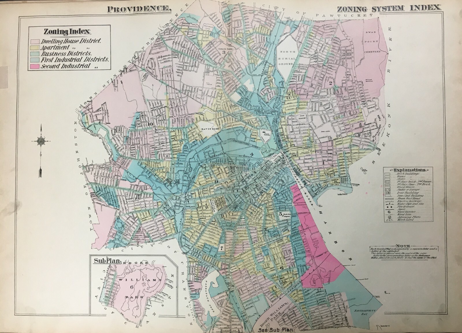ORIGINAL 1926 PROVIDENCE RHODE ISLAND G.M. HOPKINS ZONING SYSTEM PLAT ...