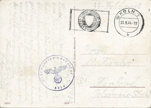 1944 WWII Cover Waffen SS Feldpost Mailed From Koln on Advertising ...