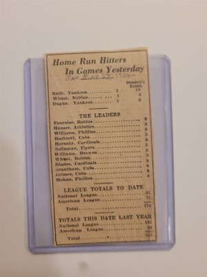 Babe Ruth Career Home Run 251st Zack Wheat Ray Grimes Johnny Mokan 1924 ...