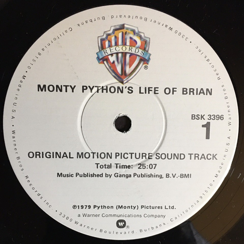Monty Python’s Life Of Brian Soundtrack LP 1979 Warner BSK 3396 Warning ...