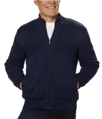 Boston Traders Men's Cable Knit Full Zip Sweater Navy Blazer XXL | eBay