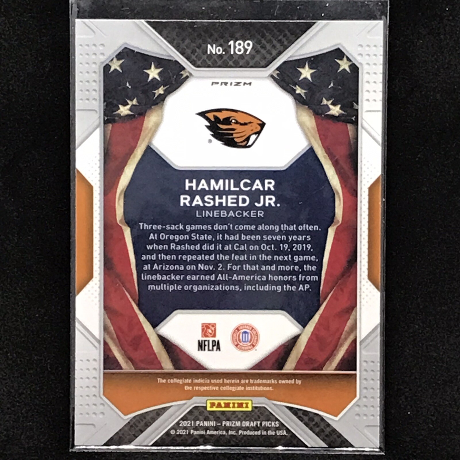 HAMILCAR RASHED JR. 2021 PRIZM DRAFT RC #189 SILVER SP NY JETS ROOKIE ...