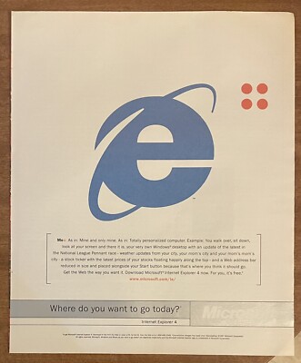 1997 Microsoft Internet Explorer 4 Where Do You Want To Go Today 90s ...