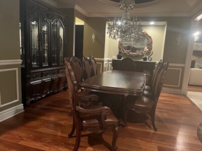 AICO by Michael Amini Excelsior DR table set with 2 leaves and 10 ...