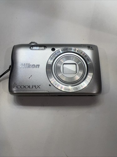 NIKON CoolPix S3700 Silver Digital Camera 20.1mp NIKKOR 8x Wide Optical ...