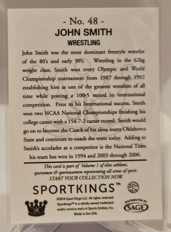 2018 Sport Kings Gum JOHN SMITH #48 Olympic Wrestler | eBay