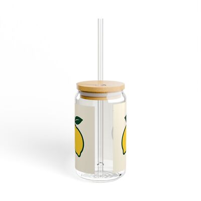 Lemon-Themed Sipper Glass, 16oz: Refreshing Drinkware for Summer Fun ...