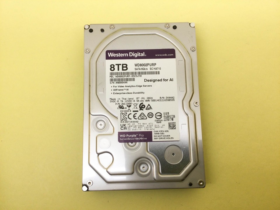 WD Purple Pro 8TB 7.2K SATA 6Gb/s 3.5'' Surveillance HDD WD8002PURP New ...