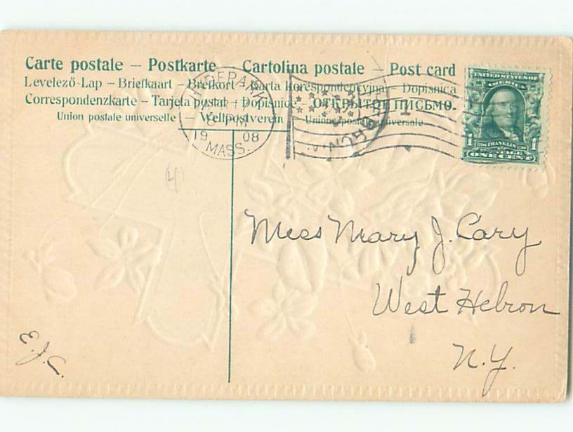 Pre-Linen easter religious JESUS CROSS WITH PURPLE FORGET-ME-NOT ...