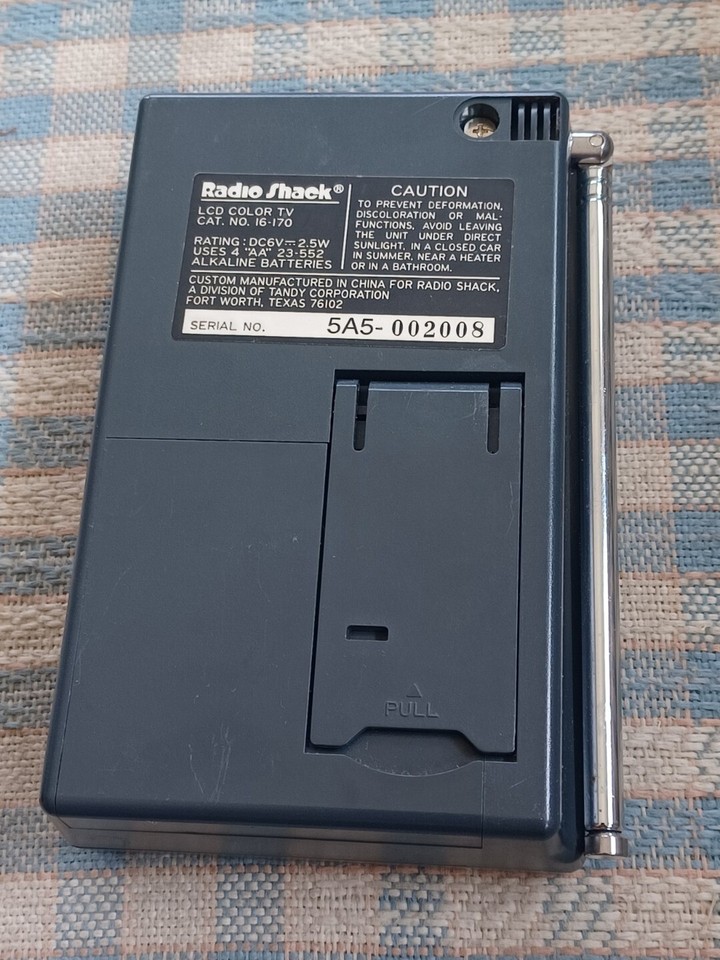 VTG Radio Shack 16-170 Pocketvision 33 Black Portable Mini LCD Color TV ...