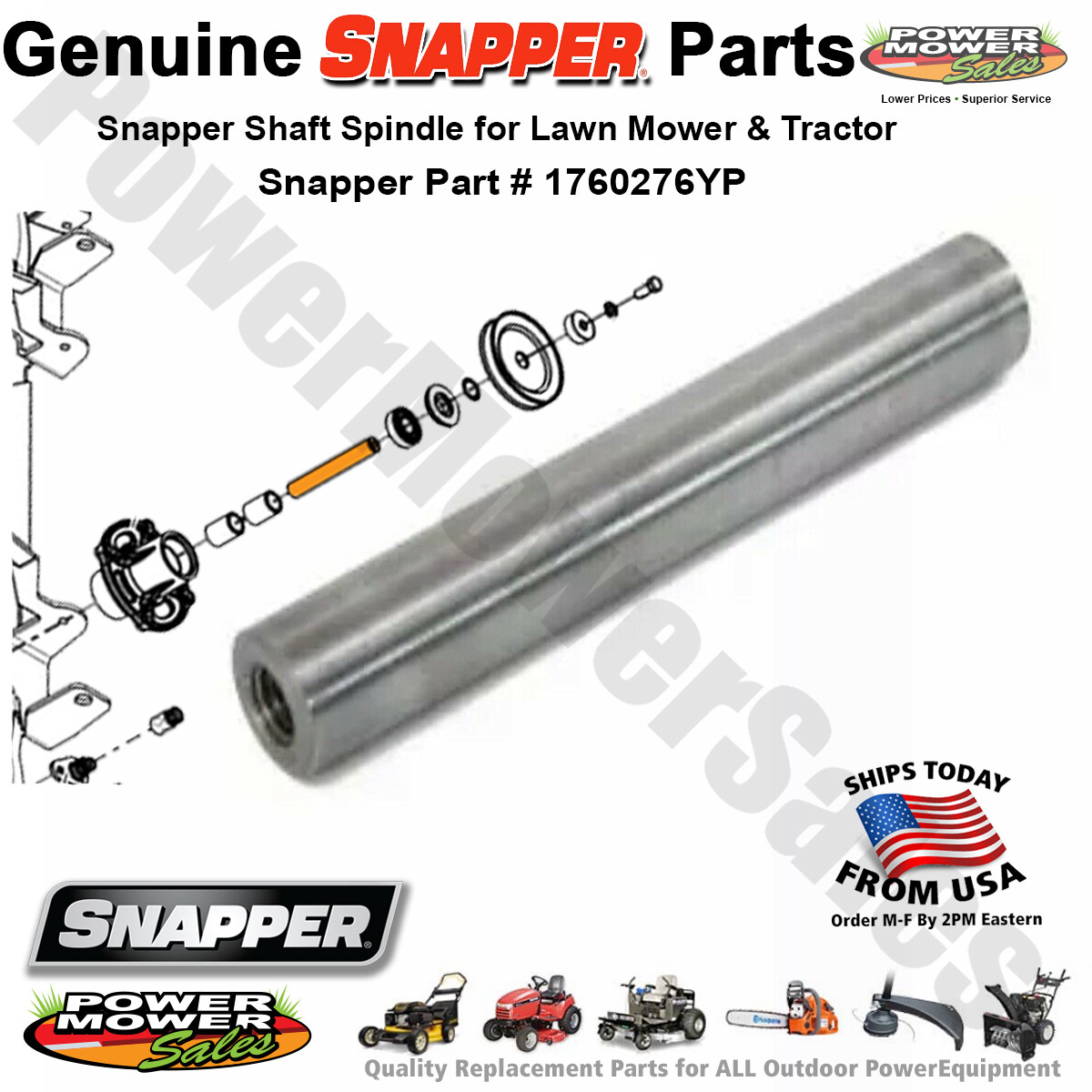 Snapper Shaft Spindle for Lawn Tractor Simplicity, Craftsman 1760276YP ...