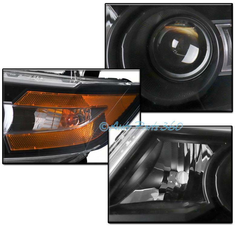 FOR 11-17 HONDA ODYSSEY BLACK PROJECTOR HEADLIGHT +BUMPER LED DRL LEFT ...