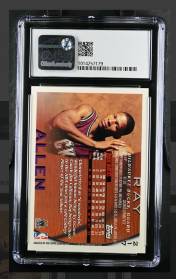 1996-97 Topps Ray Allen RC Rookie #217 Graded CSG 8.5 NM/Mint+ ...