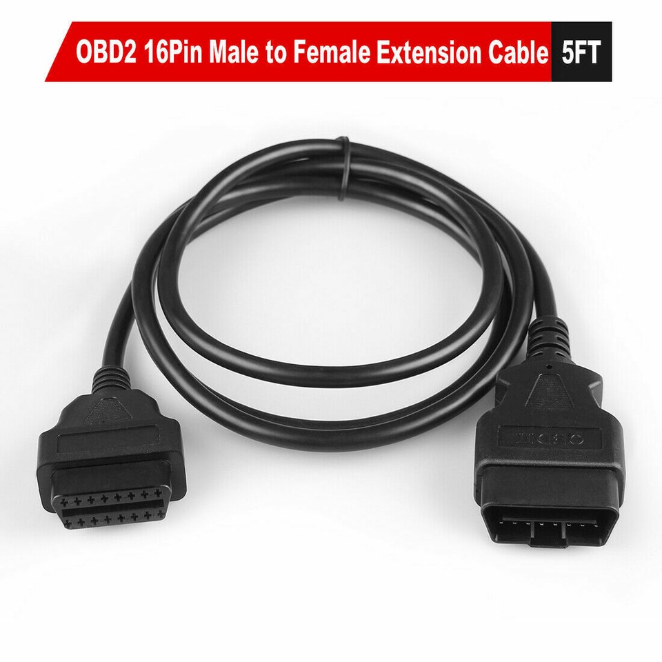 16 Pin 1.5M Male to Female OBD2 5ft Diagnostic Extension Adapter Cable ...