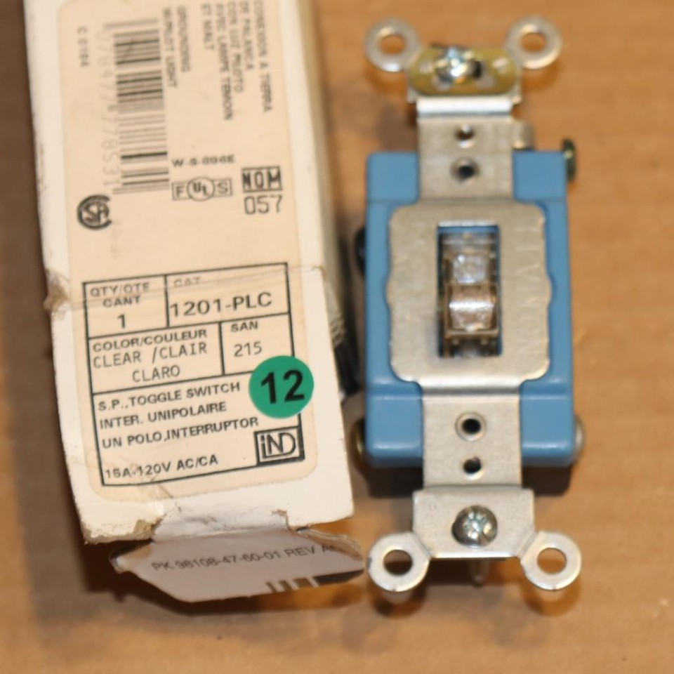 One New Leviton 1201-PLC Pilot Light Single Pole Clear Toggle Switch | eBay