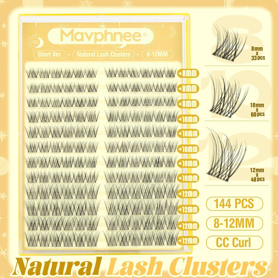 Short Lash Clusters Natural Cluster Eyelash Extensions 8-10-12MM Clear ...