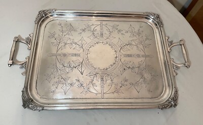 HUGE rare antique 1857 REED & BARTON silver plate Art Deco serving tray platter | eBay