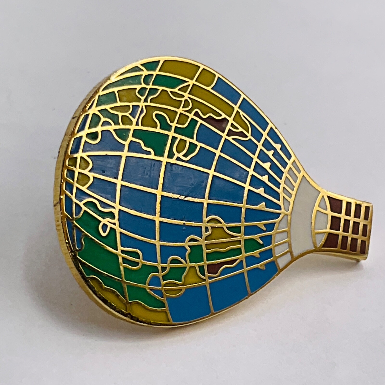 Hot Air Balloon Pin World Globe Festival Souvenir Alb… - Gem