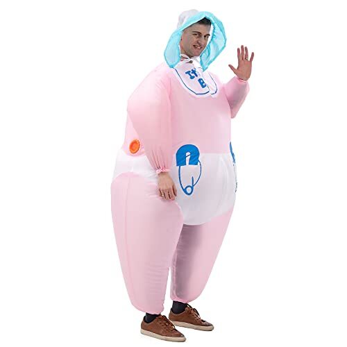 Pink Inflatable Baby Costume Funny Boys Giant Blow up Costume for Adult ...