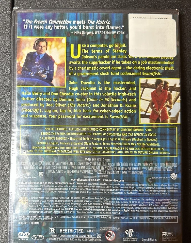 Swordfish Movie Brand New Sealed - Halle Berry Hugh Jackman Travolta ...